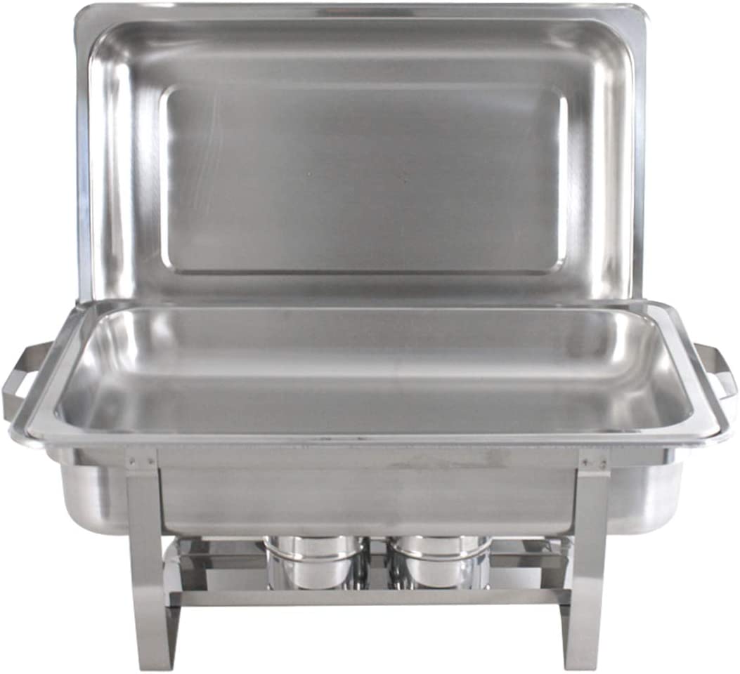 8 Quart Stainless Steel Frame Chafing Dish W/Water Pan, Food Pan, Fuel ...